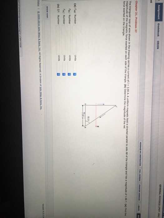 Solved The triangular loop of wire shown in the drawing | Chegg.com