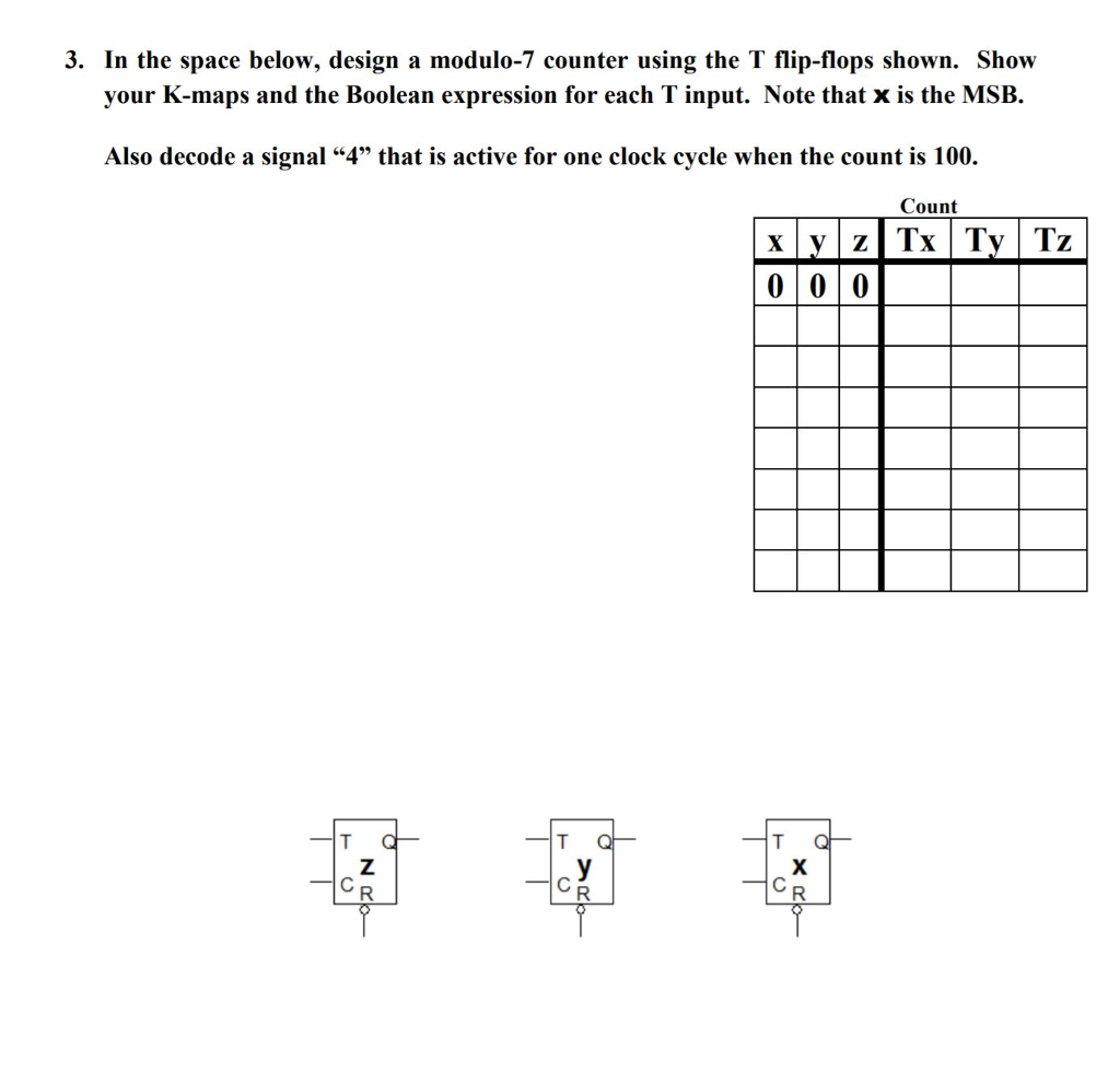 Solved 3. In the space below, design a modulo-7 counter | Chegg.com