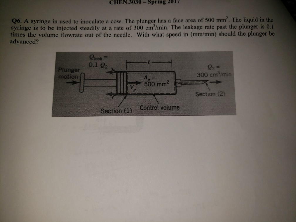 Solved CHEN.3030- Spring 2017 06. A syringe in used to | Chegg.com