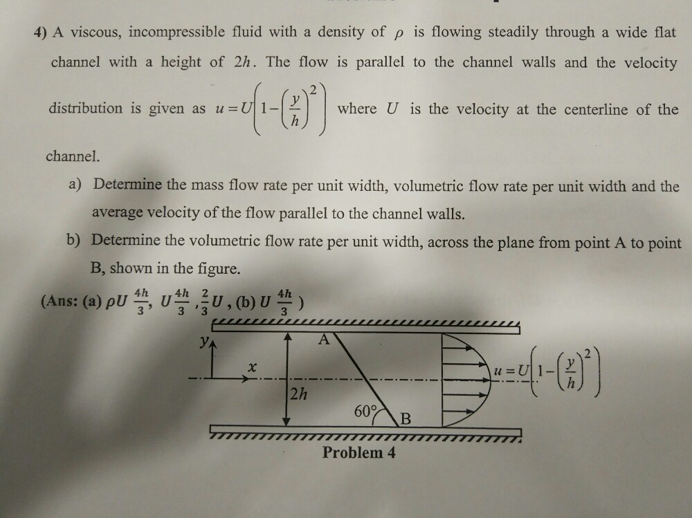 Solved 4) A viscous, incompressible fluid with a density of | Chegg.com