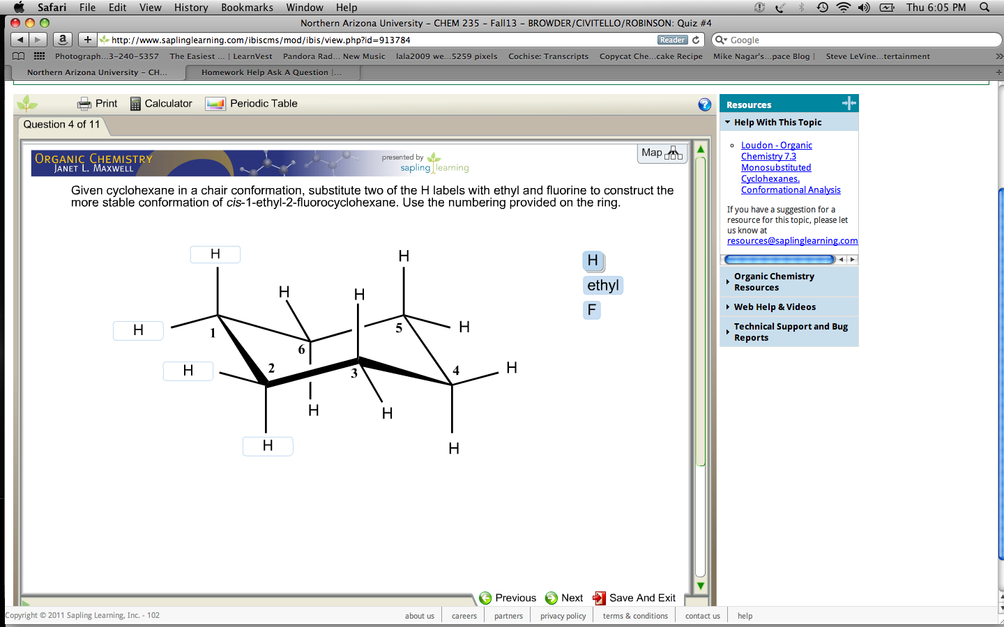 Solved Given cyclohexane in a chair conformation, substitute | Chegg.com