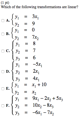 Solved Which of the following transformations arc linear? | Chegg.com