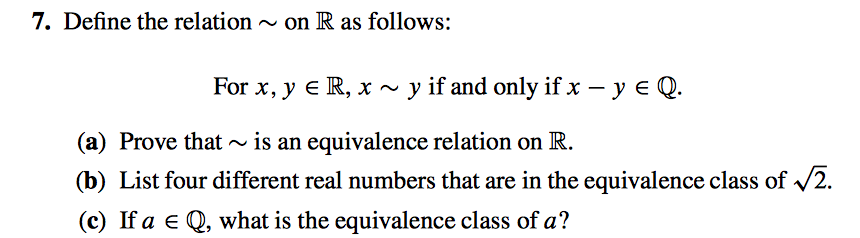 Solved Define the relation ~ on R as follows: For x, y R, | Chegg.com Solved Define the relation ~ on R as follows: For x, y R, | Chegg.com