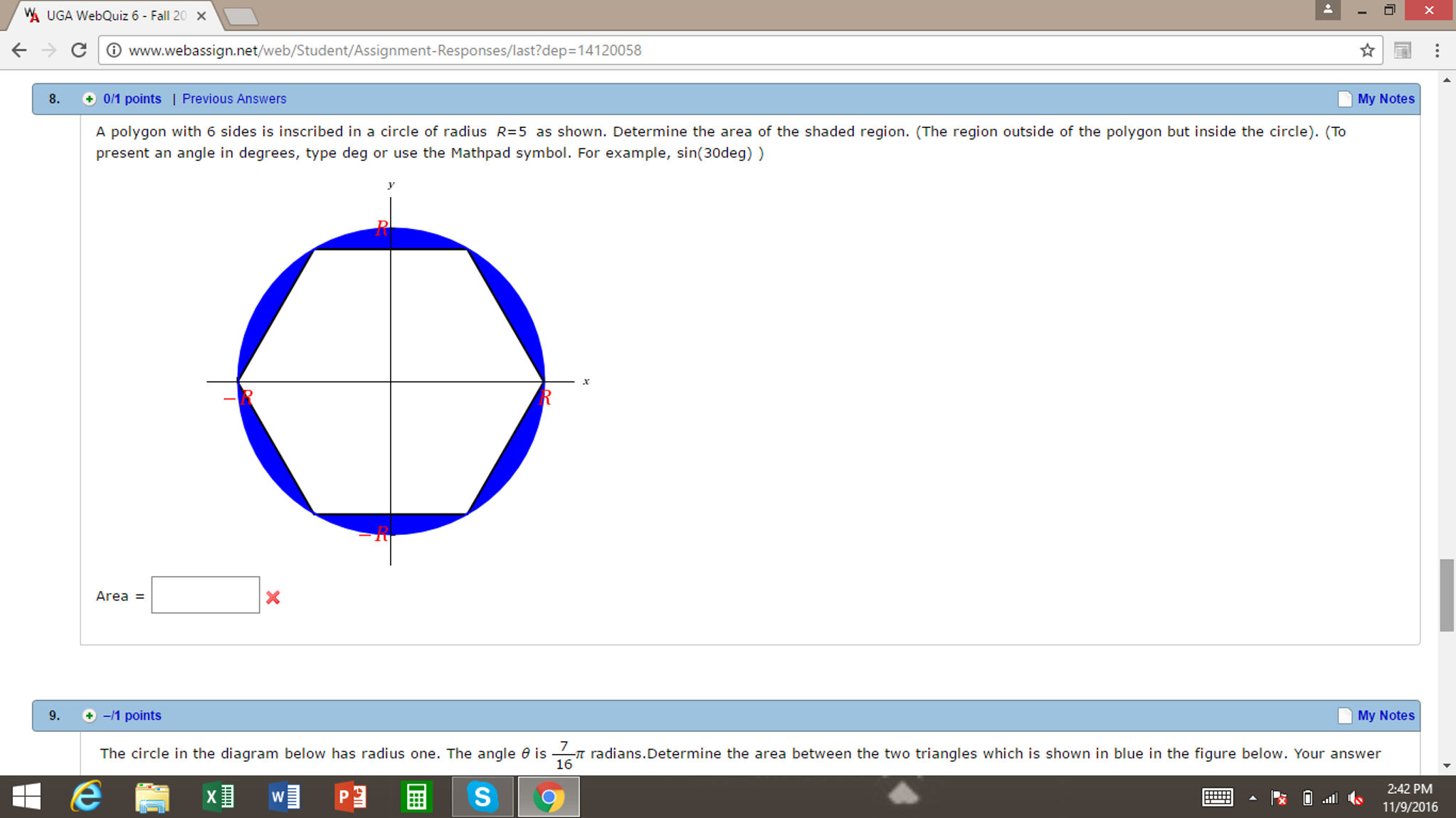 Solved A polygon with 6 sides is inscribed in a circle of | Chegg.com