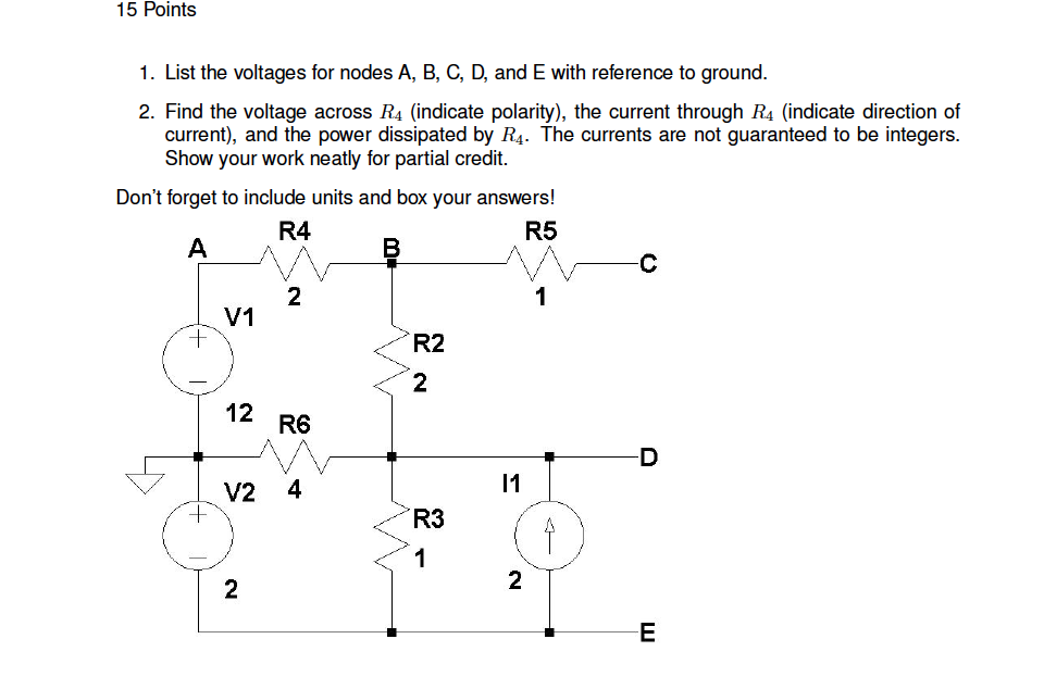 Solved List the voltages for nodes A, B, C, D, and E with | Chegg.com
