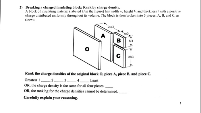 Solved Breaking a charged insulating block: Rank by charge | Chegg.com
