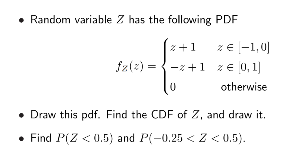 Solved Random variable Z has the following PDF otherwise | Chegg.com