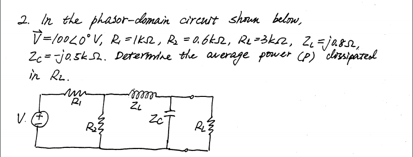 Solved In the phasor-domain circuit shown below, V = 100 0 | Chegg.com