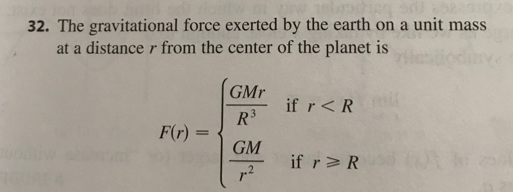 Solved 32. The gravitational force exerted by the earth on a | Chegg.com