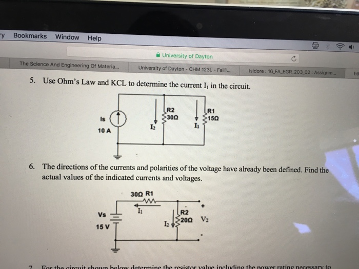 Solved Use Ohm's Law and KCL to determine the current I_1 in | Chegg.com