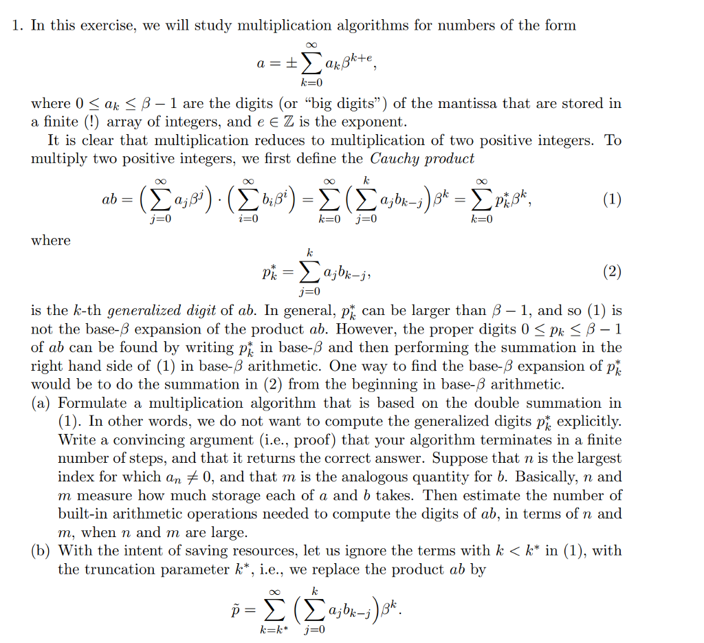 1. In this exercise, we will study multiplication | Chegg.com