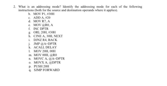 Solved What is an addressing mode? Identify the addressing | Chegg.com