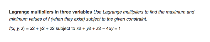 Solved Lagrange multipliers in three variables Use Lagrange | Chegg.com