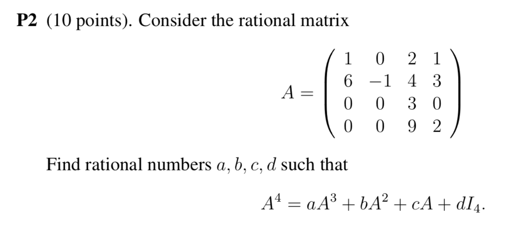 Solved P2 (10 points). Consider the rational matrix 1021 -1 | Chegg.com