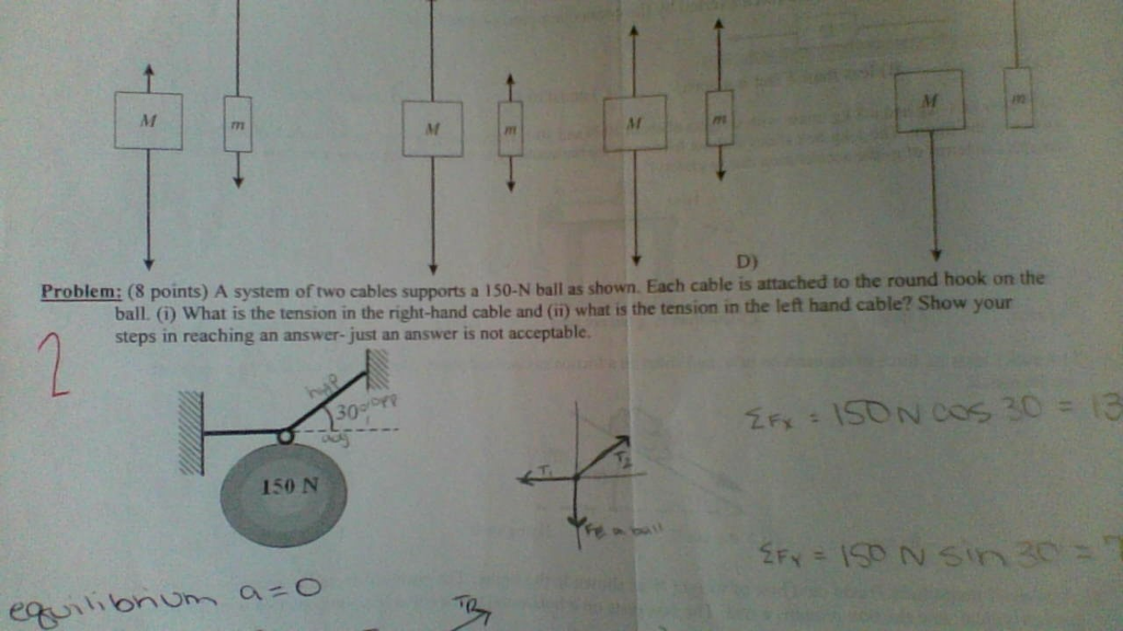 Solved mI D) Problem; (8 points) A system of two cables | Chegg.com