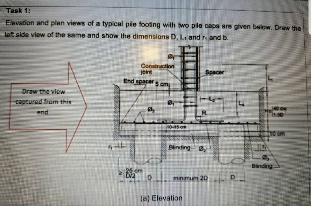 Solved Task 1: Elevation and plan views of a typical pile | Chegg.com