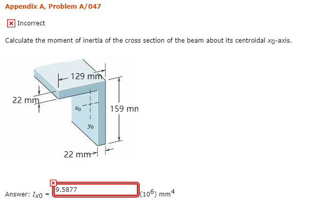 Solved Appendix A, Problem A/047 X Incorrect Calculate the | Chegg.com