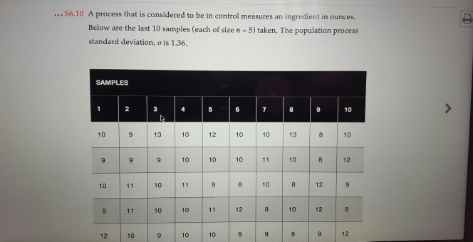 Solved S6.10 A process that is considered to be in control | Chegg.com