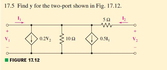 Solved 17.5 Find y for the two-port shown in Fig. 17.12. | Chegg.com