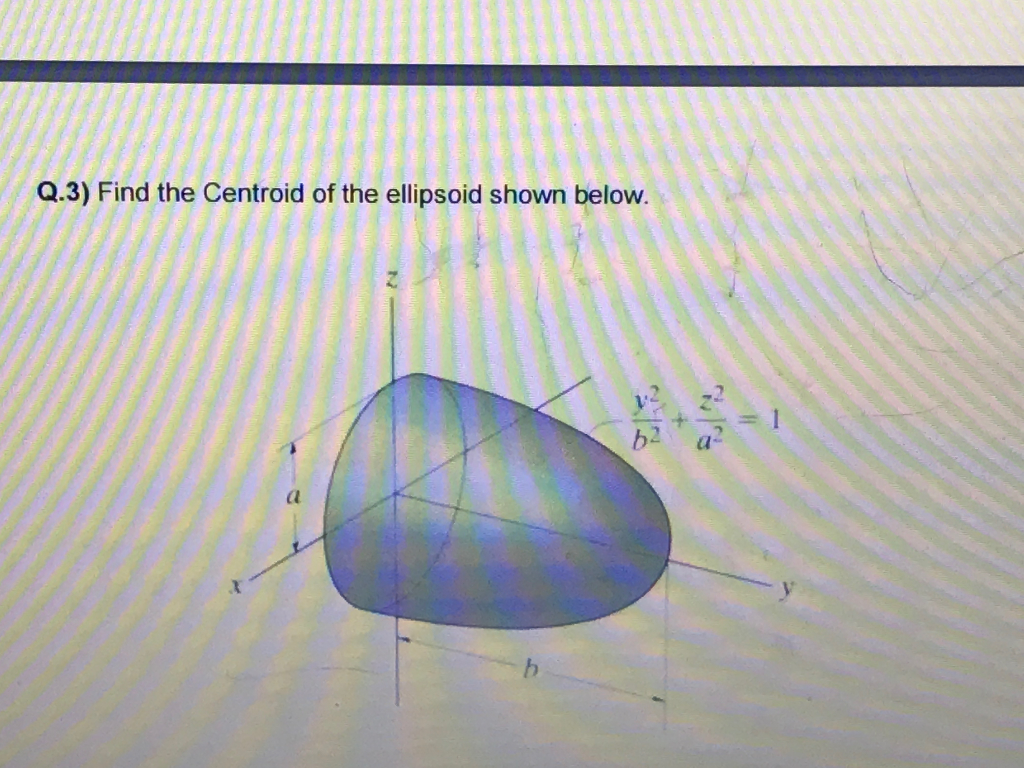 Solved Find The Centroid Of The Ellipsoid Shown Below