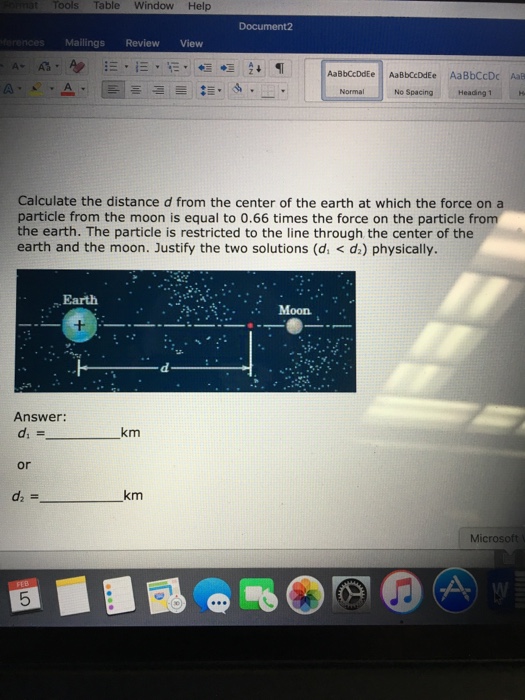 Solved Calculate the distance d from the center of the earth | Chegg.com