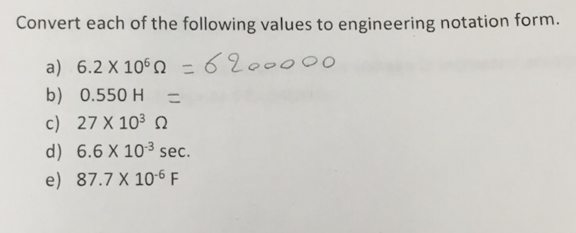 Solved Convert each of the following values to engineering | Chegg.com