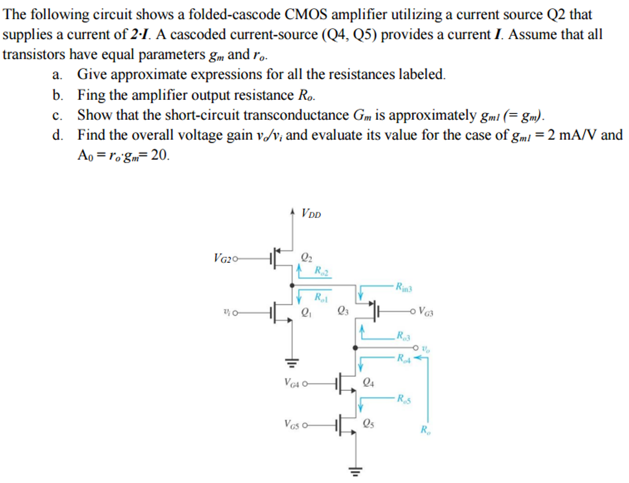 Solved The following circuit shows a folded-cascade CMOS | Chegg.com