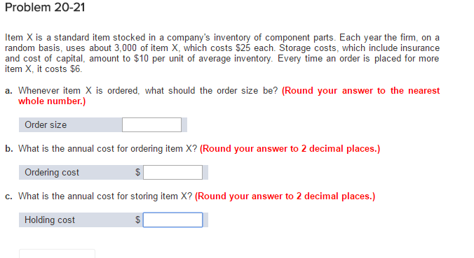Solved Item X is a standard item stocked in a company's | Chegg.com