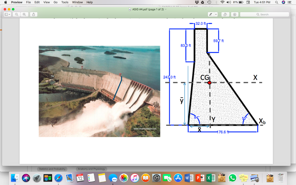 Solved A dam and its cross-section are shown below. It's | Chegg.com