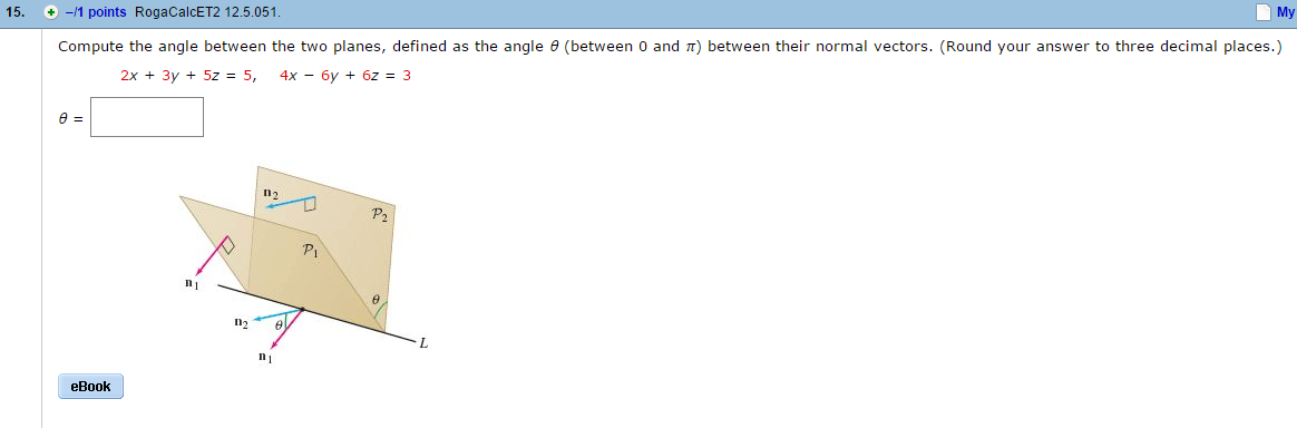 Solved Compute the angle between the two planes, defined as | Chegg.com