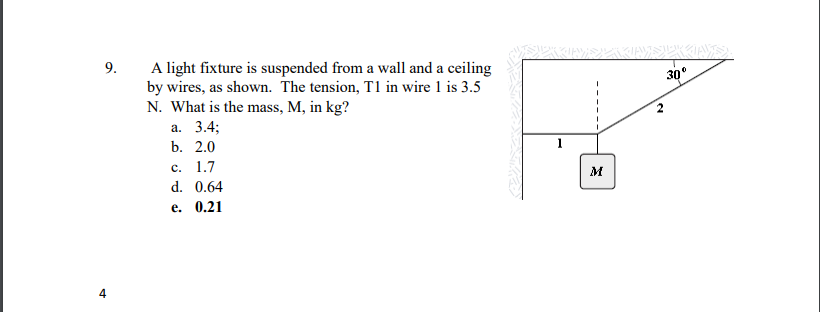 Solved A light fixture is suspended from a wall and a | Chegg.com