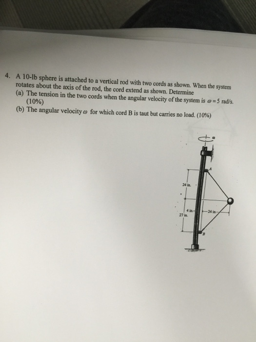 Solved A 10-lb sphere is attached to a vertical rod with two | Chegg.com