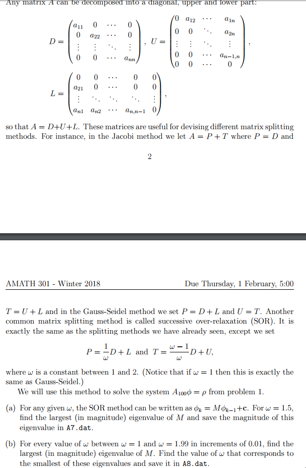 Any matrix A can be decomposed into a diagonal, upper | Chegg.com