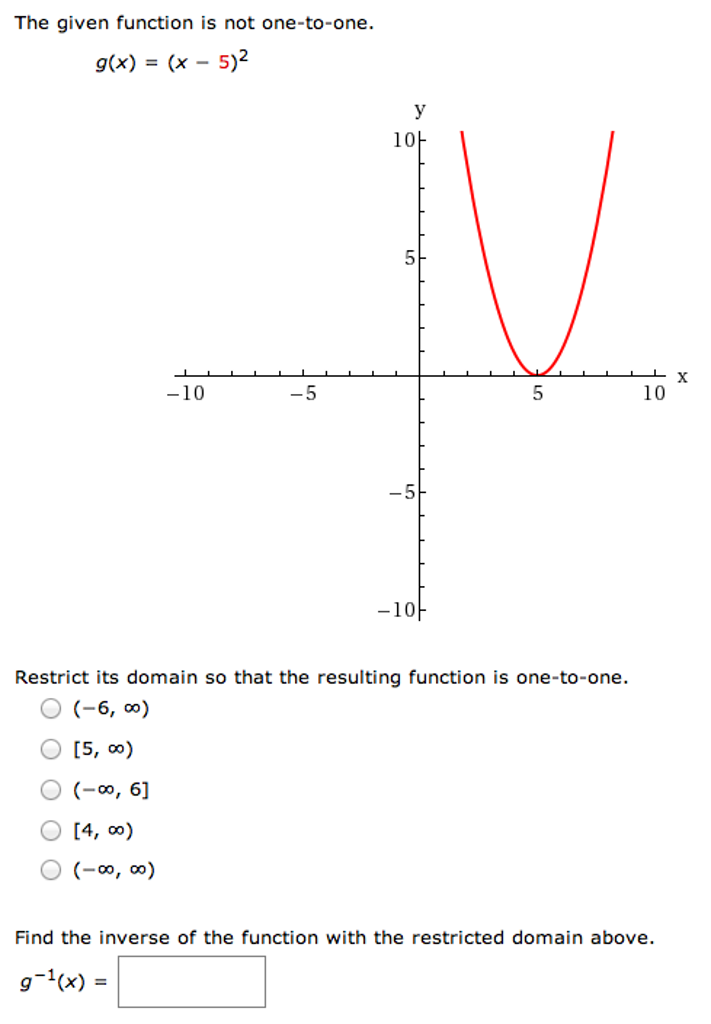 Solved The given function is not one-to-one. g(x) = (x - | Chegg.com Solved The given function is not one-to-one. g(x) = (x - | Chegg.com