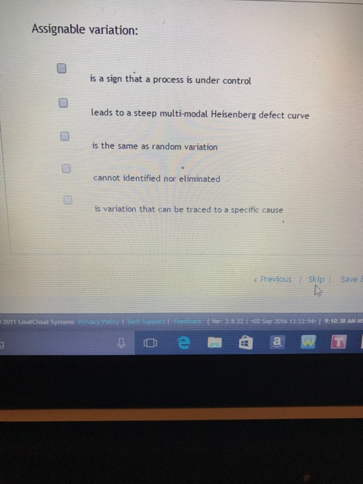Solved Assignable variation: is a sign that a process is | Chegg.com