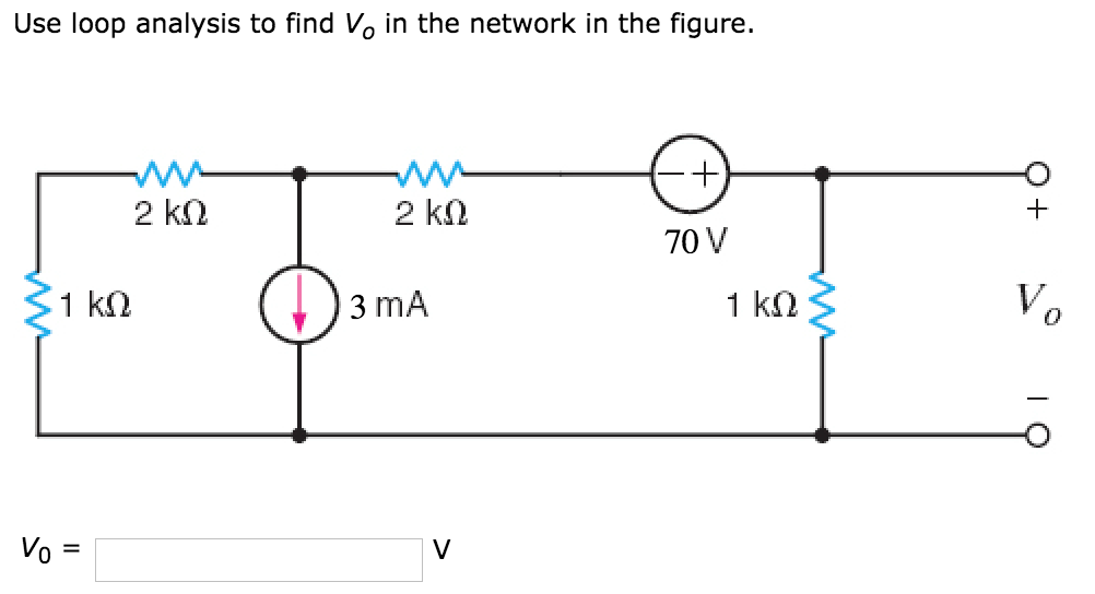 Solved Use loop analysis to find Vo in the network in the | Chegg.com