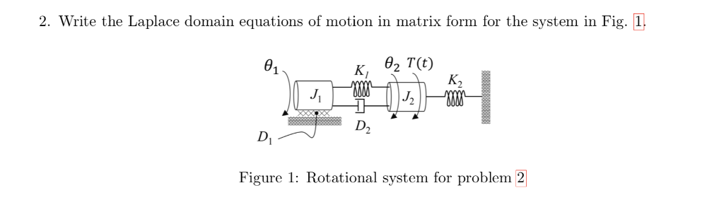 Solved 2, write the Laplace domain equations of motion in | Chegg.com