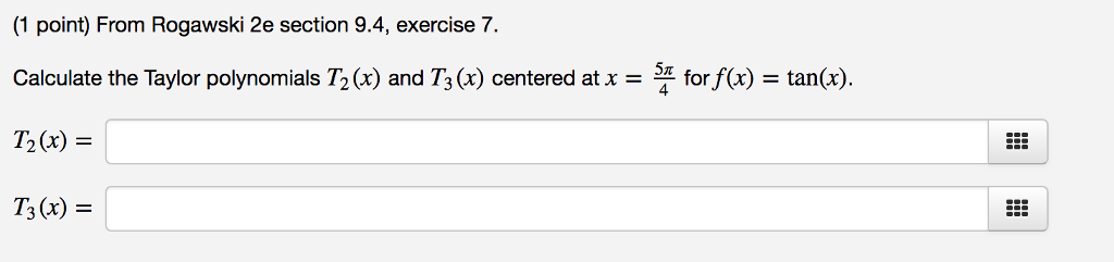 Solved (1 point) From Rogawski 2e section 9.4, exercise 7. | Chegg.com Solved (1 point) From Rogawski 2e section 9.4, exercise 7. | Chegg.com