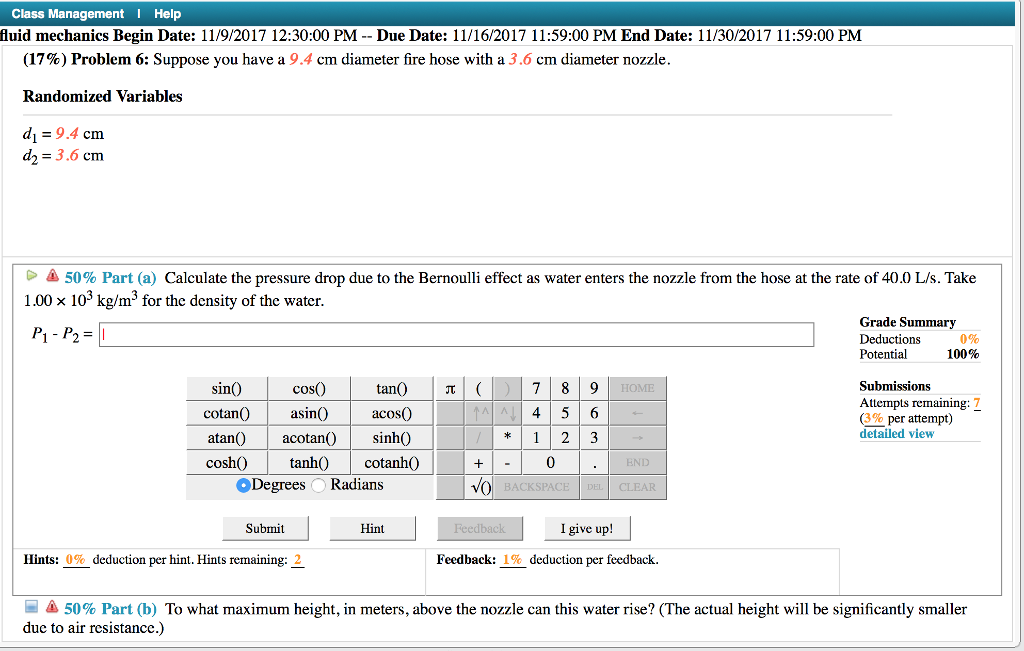 Solved Class Management Help fluid mechanics Begin Date: | Chegg.com