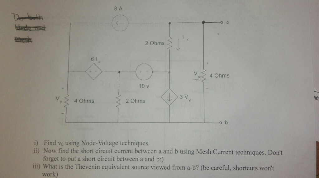 i) Find v0 using Node-Voltage techniques. ii) Now | Chegg.com
