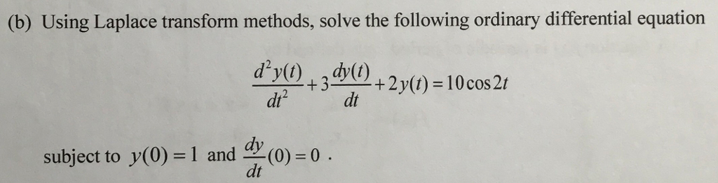 Solved Using Laplace transform methods, solve the following | Chegg.com