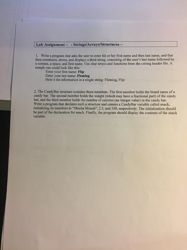 Solved Lab Assignment-Strings/Arrays/Structures - 1. Write a | Chegg.com