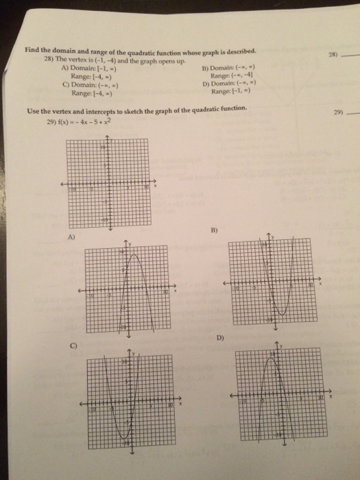 Solved Find The Domain And Range Of The Quadratic Function 