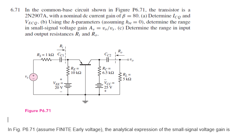 Solved 6.71 In the common-base circuit shown in Figure | Chegg.com