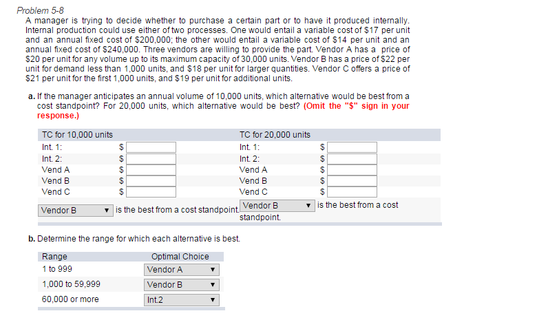 Solved Problem 5-8 A manager is trying to decide whether to | Chegg.com