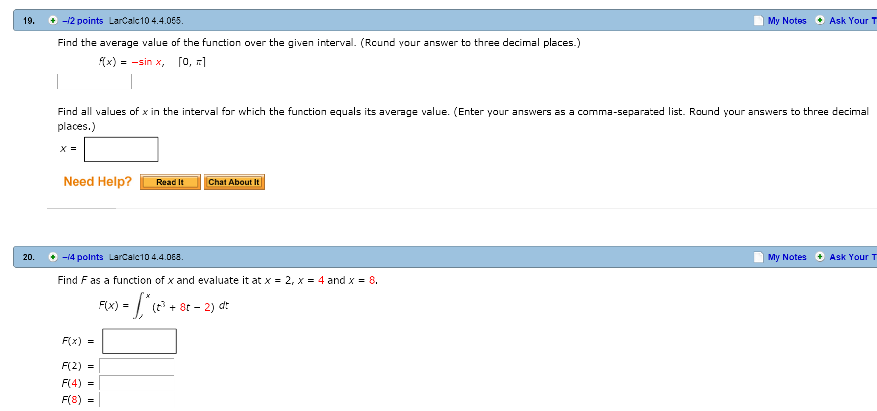 Solved Find The Average Value Of The Function Over The Given Chegg