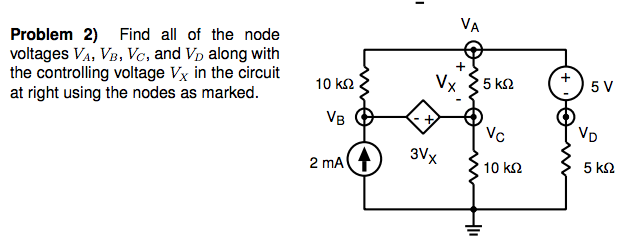 Solved Find all of the node voltages VA, VB, Vc, and VD | Chegg.com