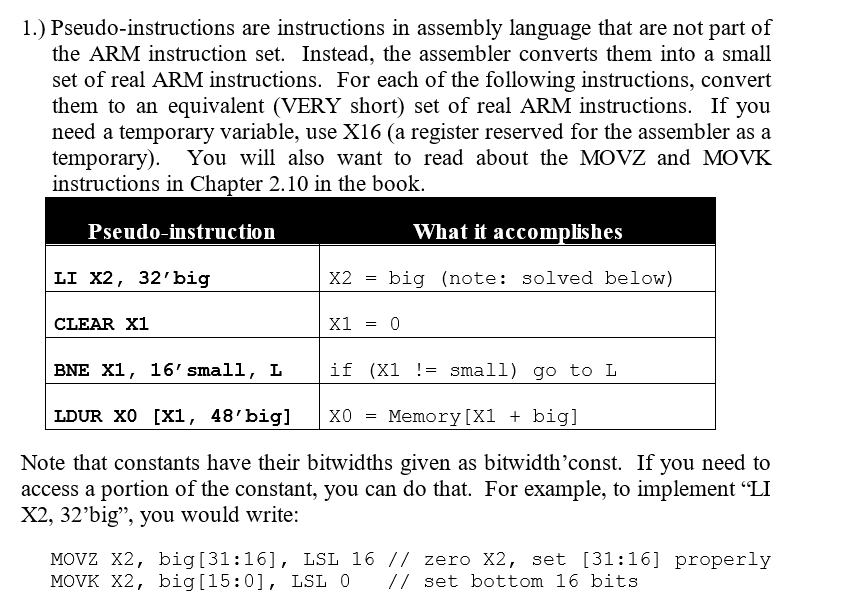 1.) Pseudo-instructions are instructions in assembly | Chegg.com 1.) Pseudo-instructions are instructions in assembly | Chegg.com