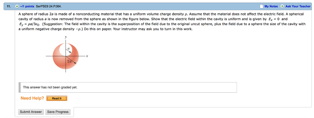 Solved A sphere of radius 2a is made of a nonconducting | Chegg.com
