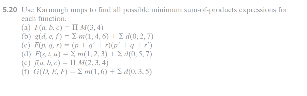 Solved 520 Use Karnaugh Maps To Find All Possible Minimum 7299